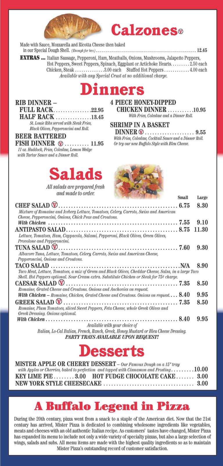 Menus - Mister Pizza